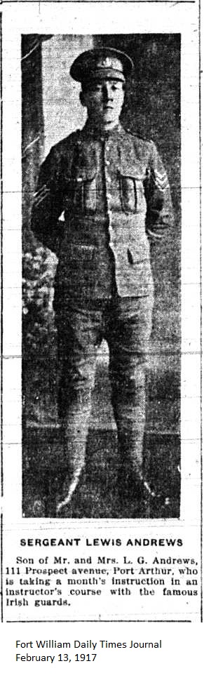 Sergeant-Major Lewis Andrews – World War One Thunder Bay Centennial Project
