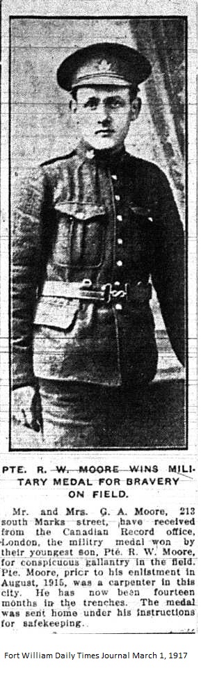 Private R. W. Moore – World War One Thunder Bay Centennial Project