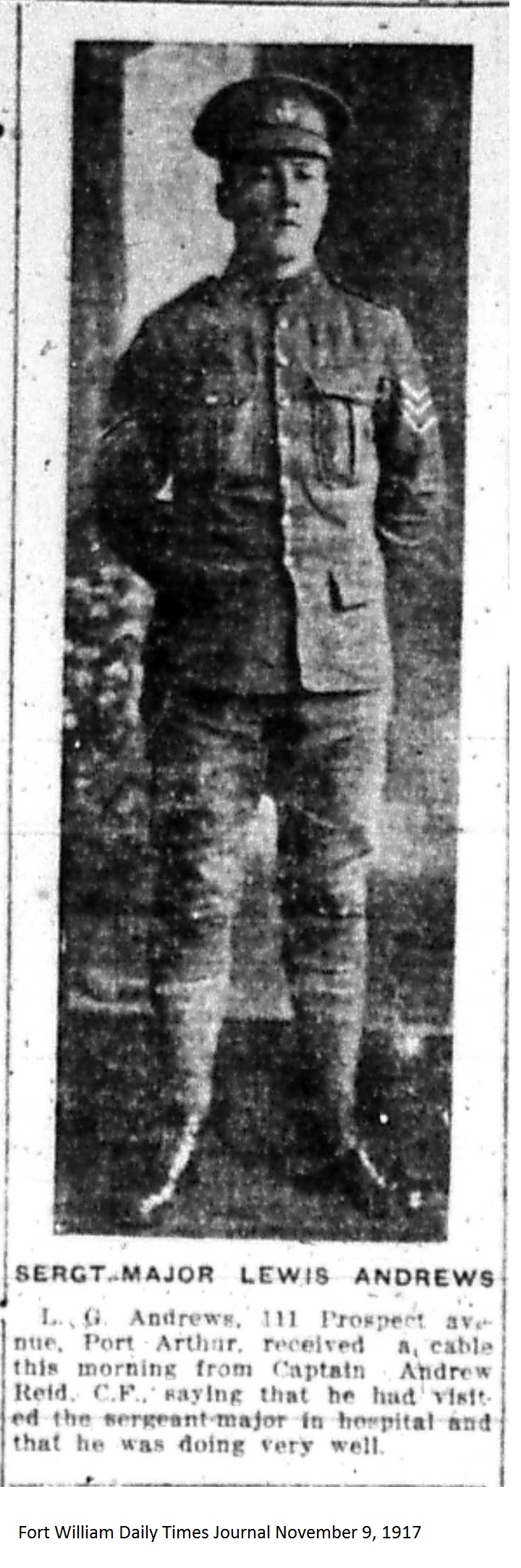 Sergeant-Major Lewis Andrews – World War One Thunder Bay Centennial Project