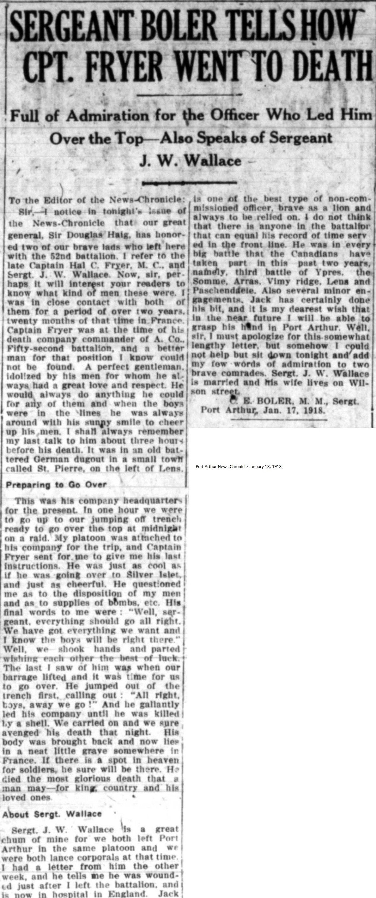 Soldiers’ Letters: January 1918 – World War One Thunder Bay Centennial ...